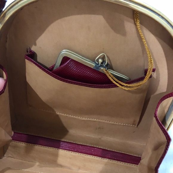 Bags | Beautiful Vintage Red And Gold Leather Purse | Poshmark